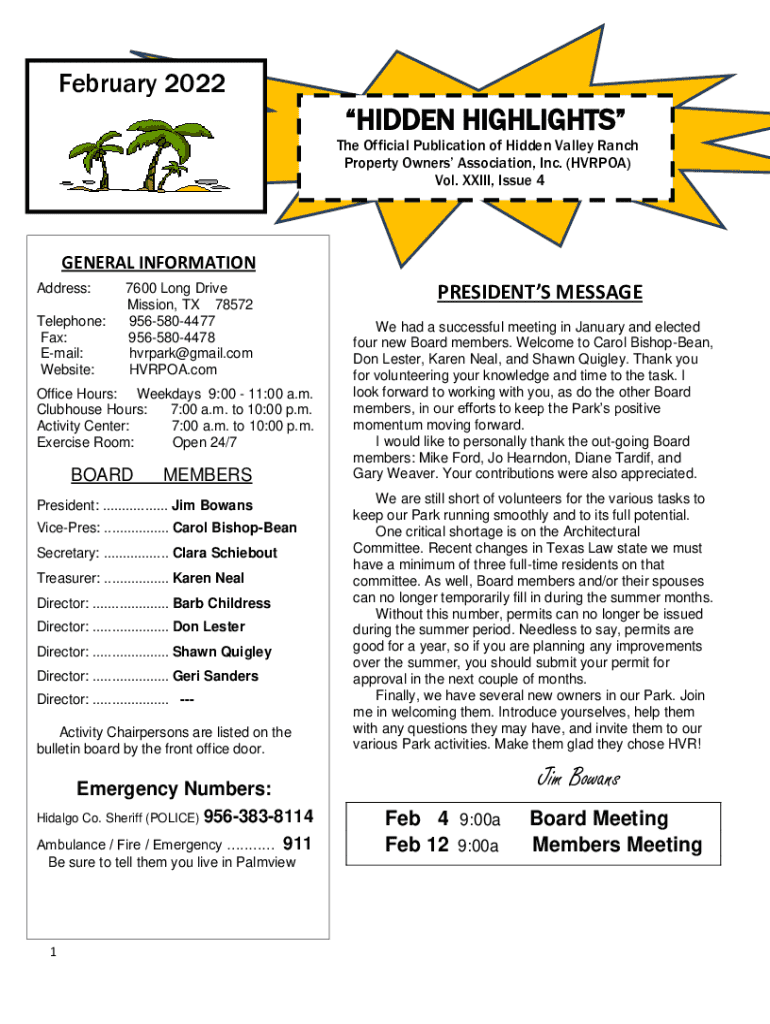 Fillable Online HIDDEN HIGHLIGHTS The Official Publication of ... Fax Email Print - pdfFiller