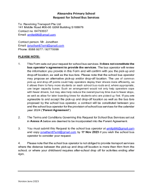 Fillable Online request for school bus services form - for ... Fax ...