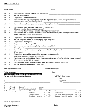 Fillable Online MRI Screening - Advanced Medical Imaging Fax Email ...