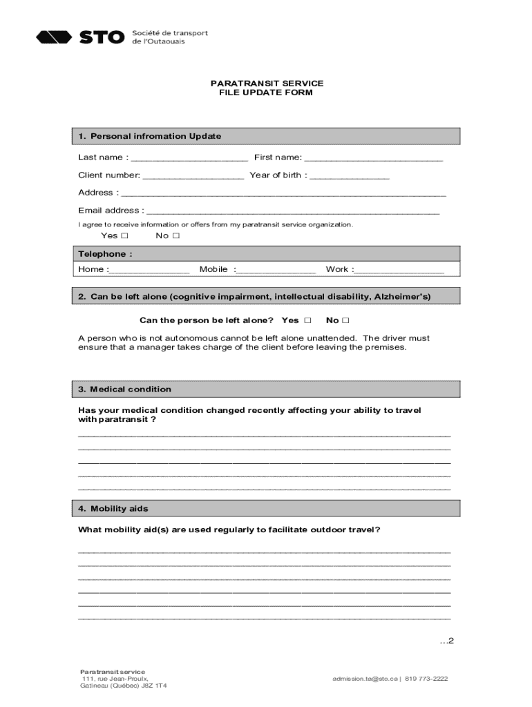 Fillable Online Application for ADA Paratransit Service - San Francisco ...