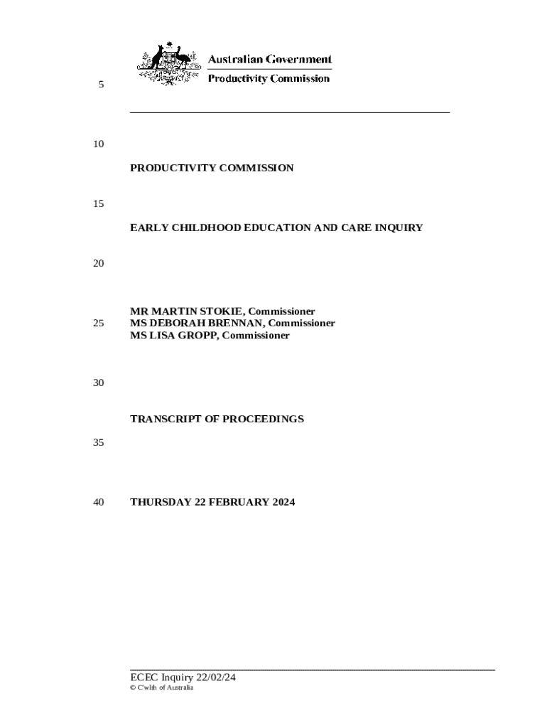 22 February 2024 - Online hearing transcript - Early Childhood ...