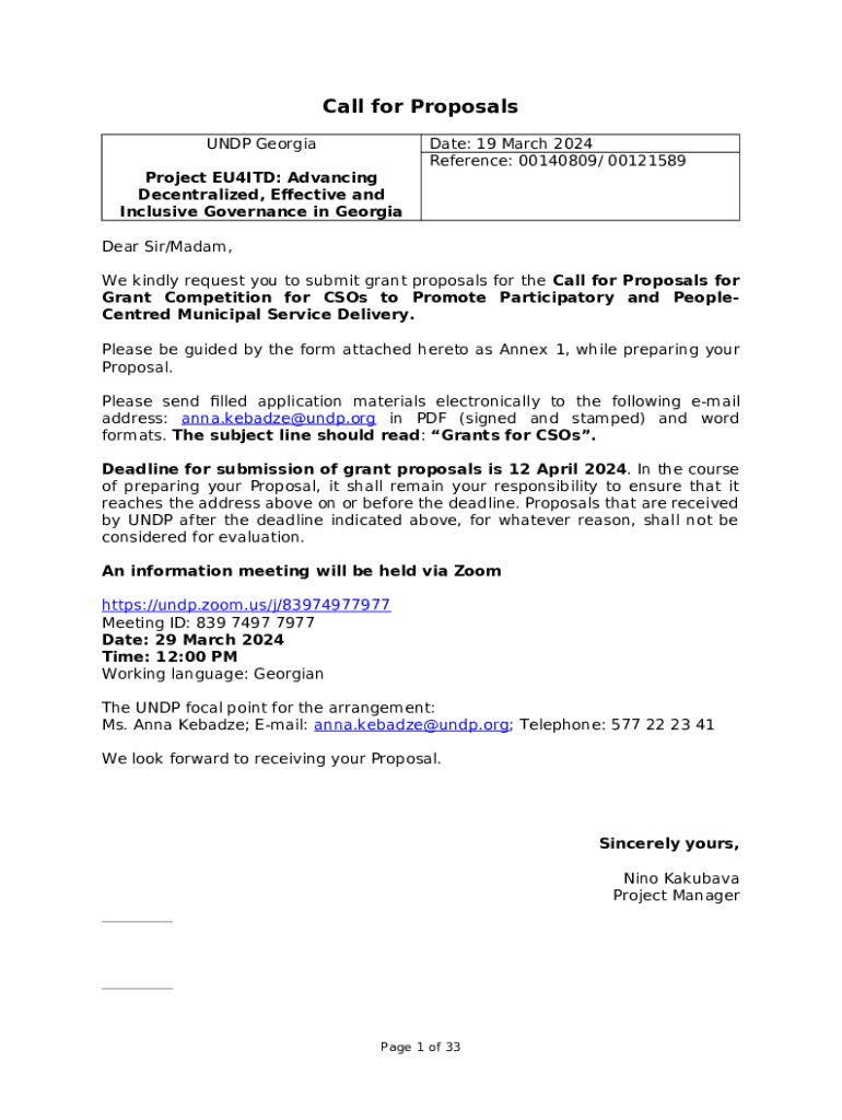 Annex 1Grant proposal Doc Template | pdfFiller