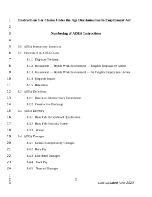 The Age Discrimination in Employment Act (ADEA) Doc Template | pdfFiller
