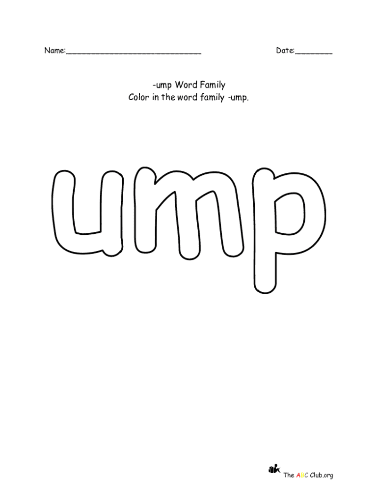 Fillable Online Ump word family worksheet Fax Email Print - pdfFiller