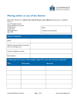 Fillable Online Council Tax Moving In Form Fax Email Print - pdfFiller