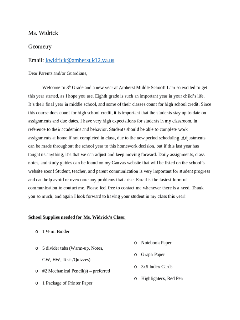 Van Devender Middle School Parent/Student Handbook Doc Template | pdfFiller