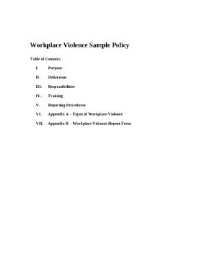 Sample Policy for Violence in the Workplace Doc Template | pdfFiller