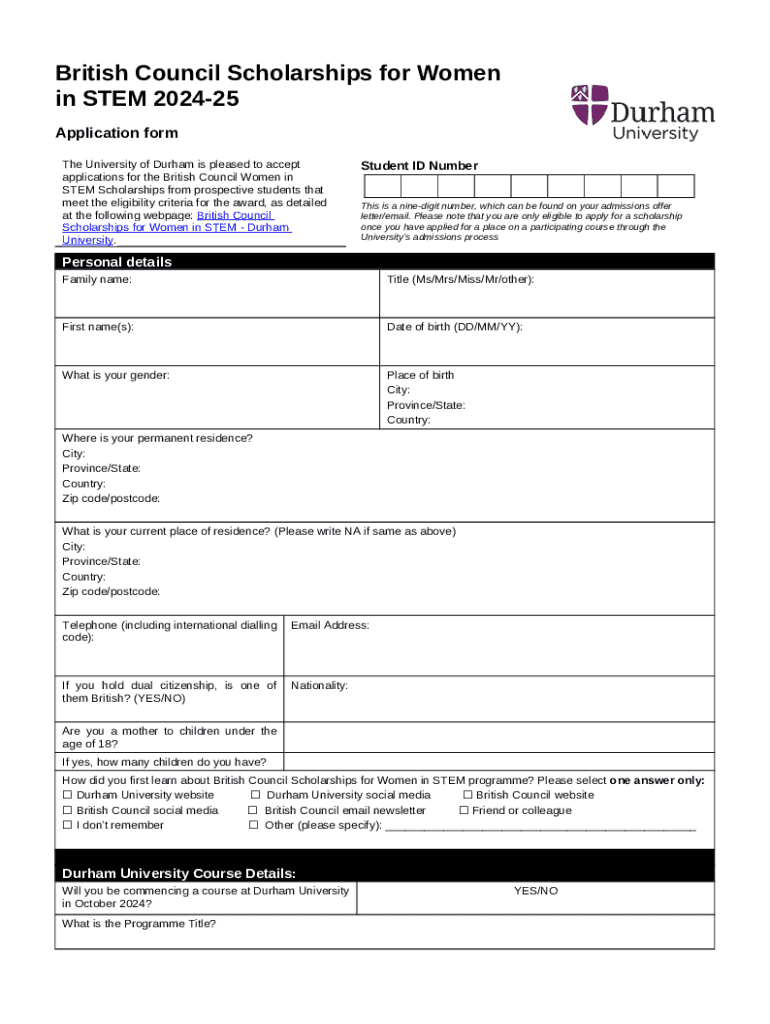 2. Women in STEM Application for HEIs 2024-25 .docx Doc Template | pdfFiller