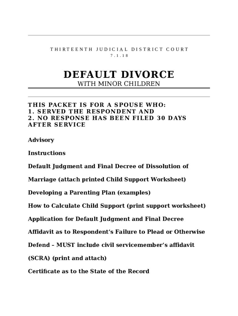 What happens if my spouse does not respond to default ... Doc Template | pdfFiller