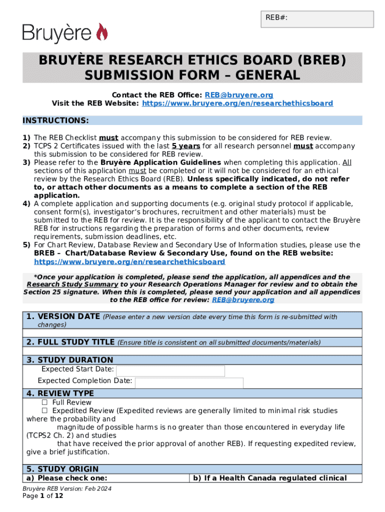 GUIDELINES FOR THE BRUYRE REB (BREB) ... Doc Template | pdfFiller