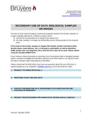 Secondary Use of DataHRPC Protocol Doc Template | pdfFiller