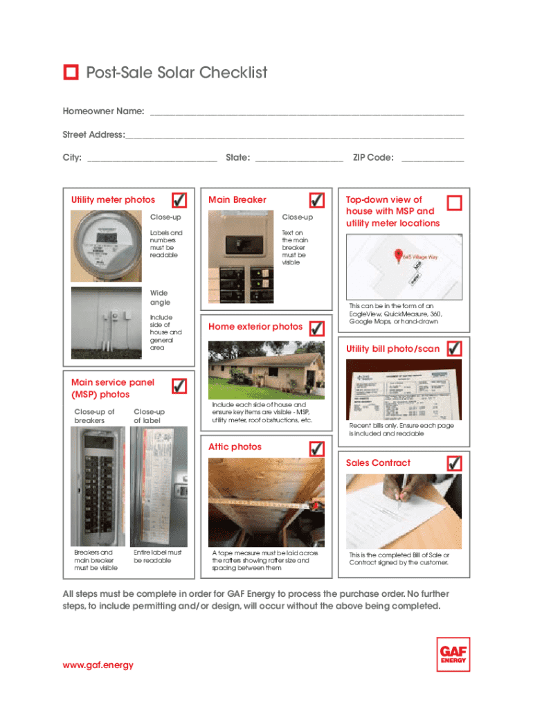 Fillable Online Post-Sale Solar Checklist Fax Email Print - pdfFiller
