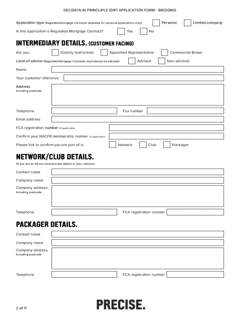 Fillable Online DECISION IN PRINCIPLE (DIP) APPLICATION FORM. Fax Email ...