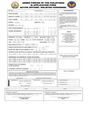 Fillable Online Armed Forces of The Philippines Id Application Form ...