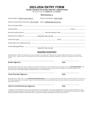 Fillable Online 2023-2024 ENTRY FORM Fax Email Print - pdfFiller