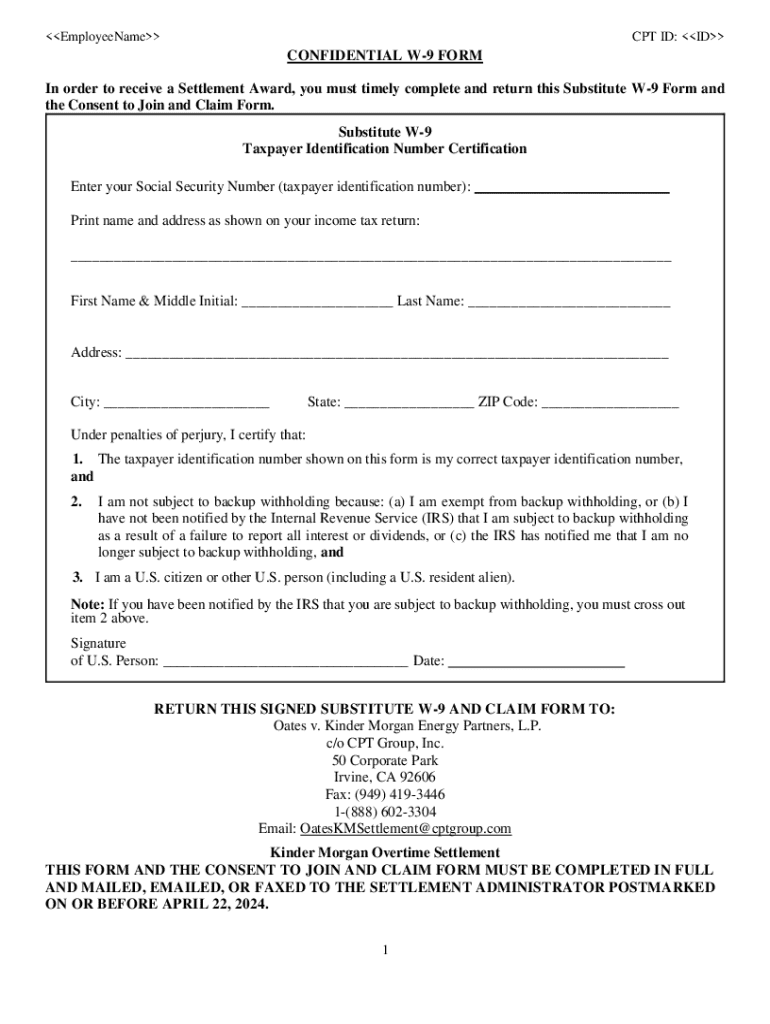 Fillable Online CONFIDENTIAL W-9 FORM Fax Email Print - pdfFiller
