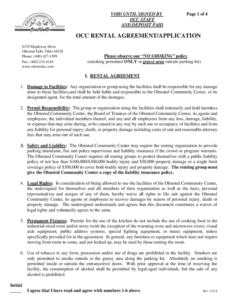 Fillable Online occ rental agreement/application Fax Email Print ...