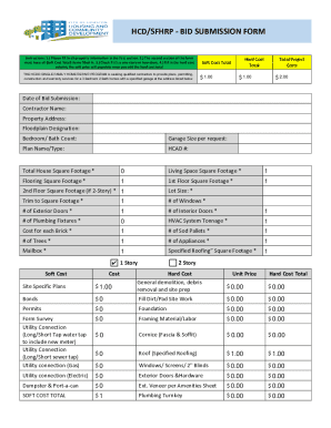 Fillable Online HCD/SFHRP - BID SUBMISSION FORM Fax Email Print - pdfFiller
