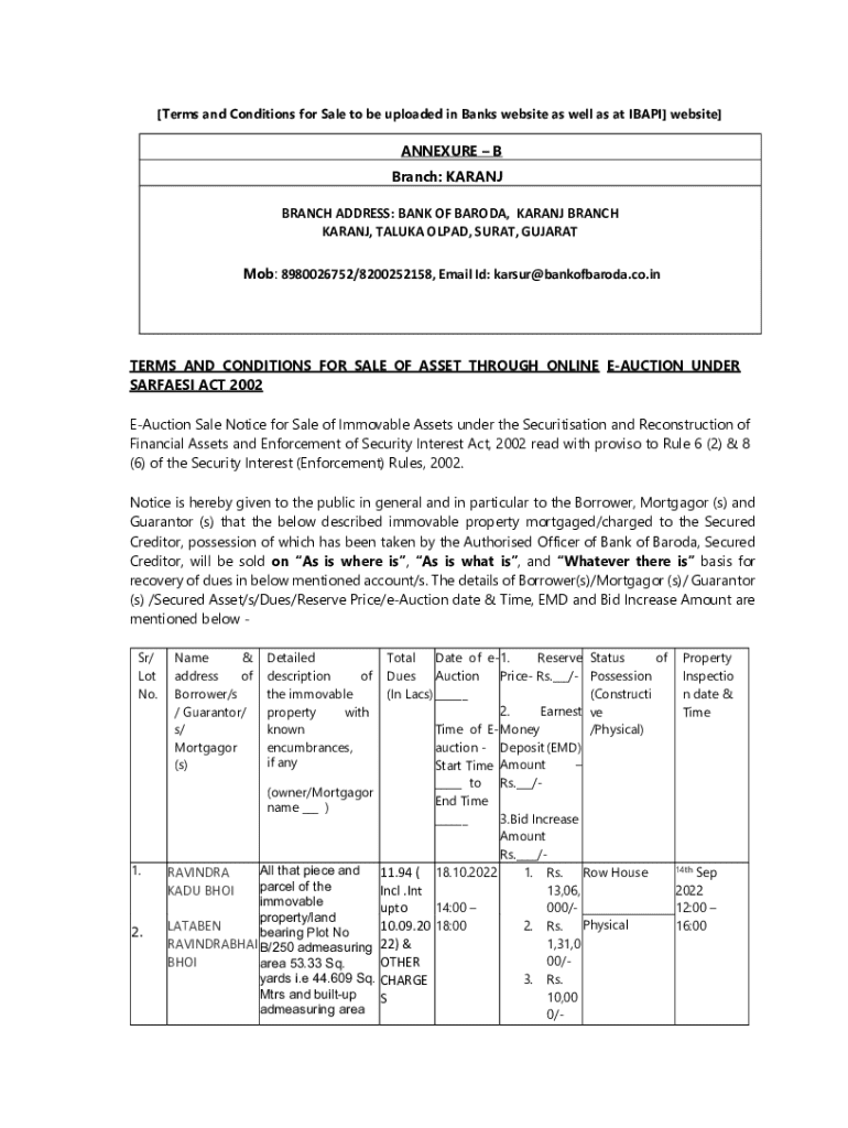 Fillable Online ANNEXURE B THE TERMS AND CONDITIONS OF SALE Fax Email Print - pdfFiller
