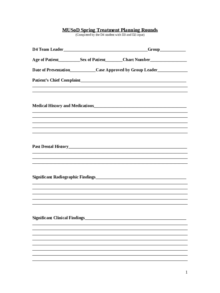 Dental Rounds Case Presentation Outline Doc Template | pdfFiller