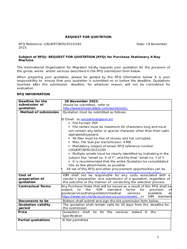 quotation submission - IOM Sudan Doc Template | pdfFiller