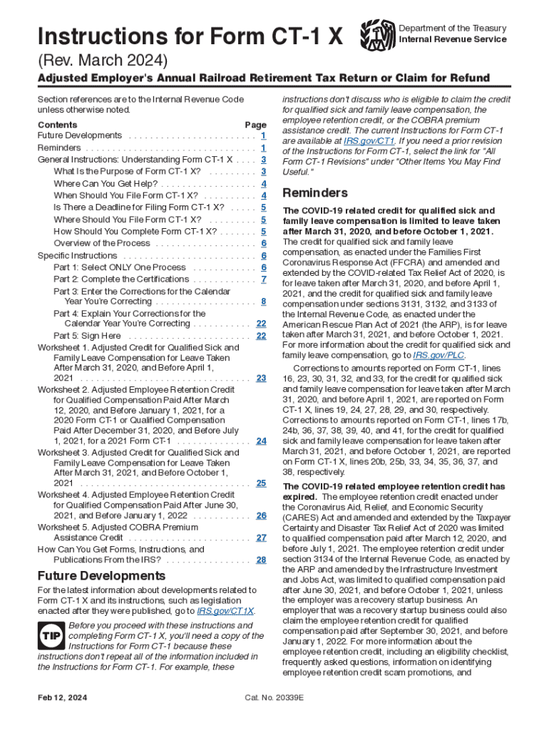 Fillable Online Instructions for Form CT-1 X (Rev. March 2024 ...