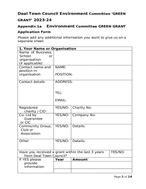 Green Grant Application Doc Template | pdfFiller