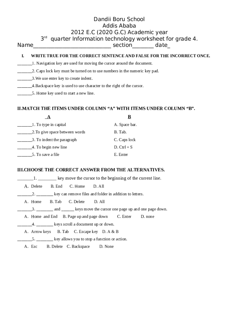 Ination technology worksheet for grade 4..docx Doc Template | pdfFiller