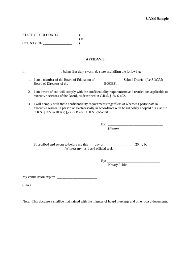 Affidavit of Intent for Write-In Designation State Senate Doc Template ...
