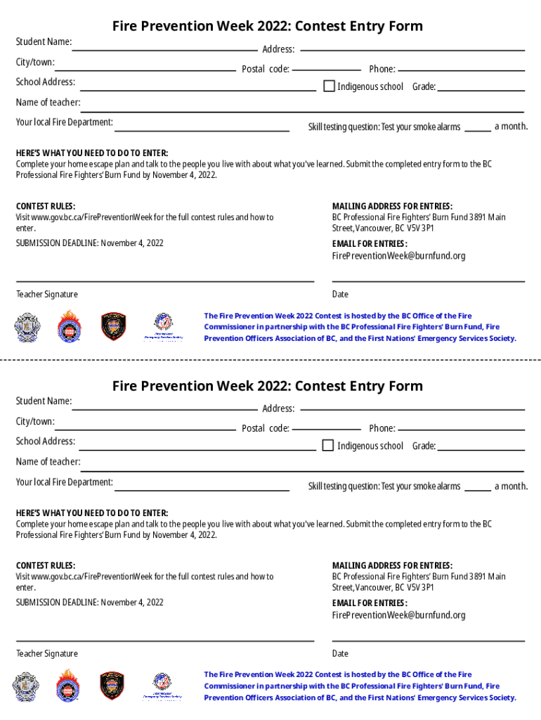 Fillable Online Fire Prevention week is here! - Fire Chiefs' Association of BC Fax Email Print ...
