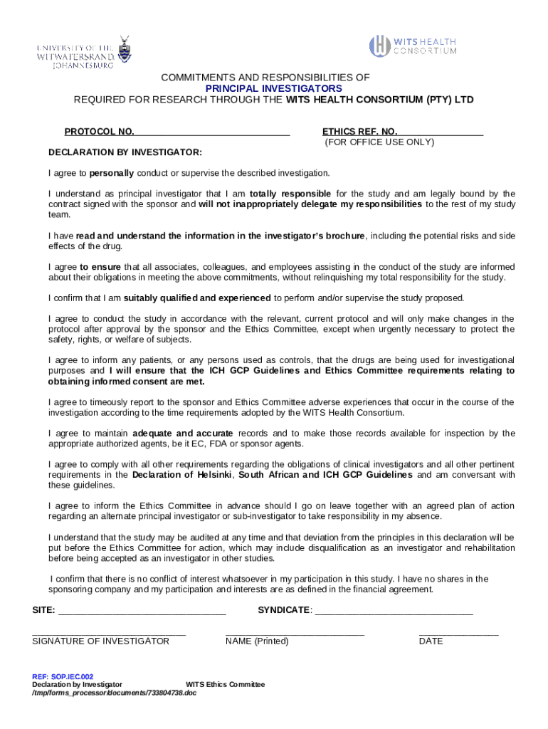 Principal Investigator ResponsibilitiesCHOP Research Institute Doc Template | pdfFiller