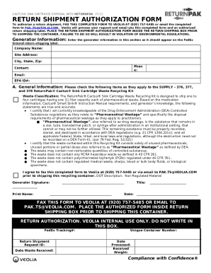 RETURN SHIPMENT AUTHORIZATION Doc Template Doc Template | pdfFiller