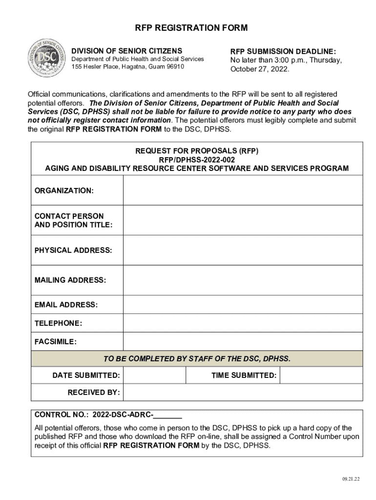 Fillable Online dphss guam RFP REGISTRATION FORM - Guam DPHSS Fax Email ...