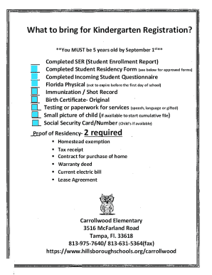 Fillable Online Register for School-Registering for Kindergarten Fax ...