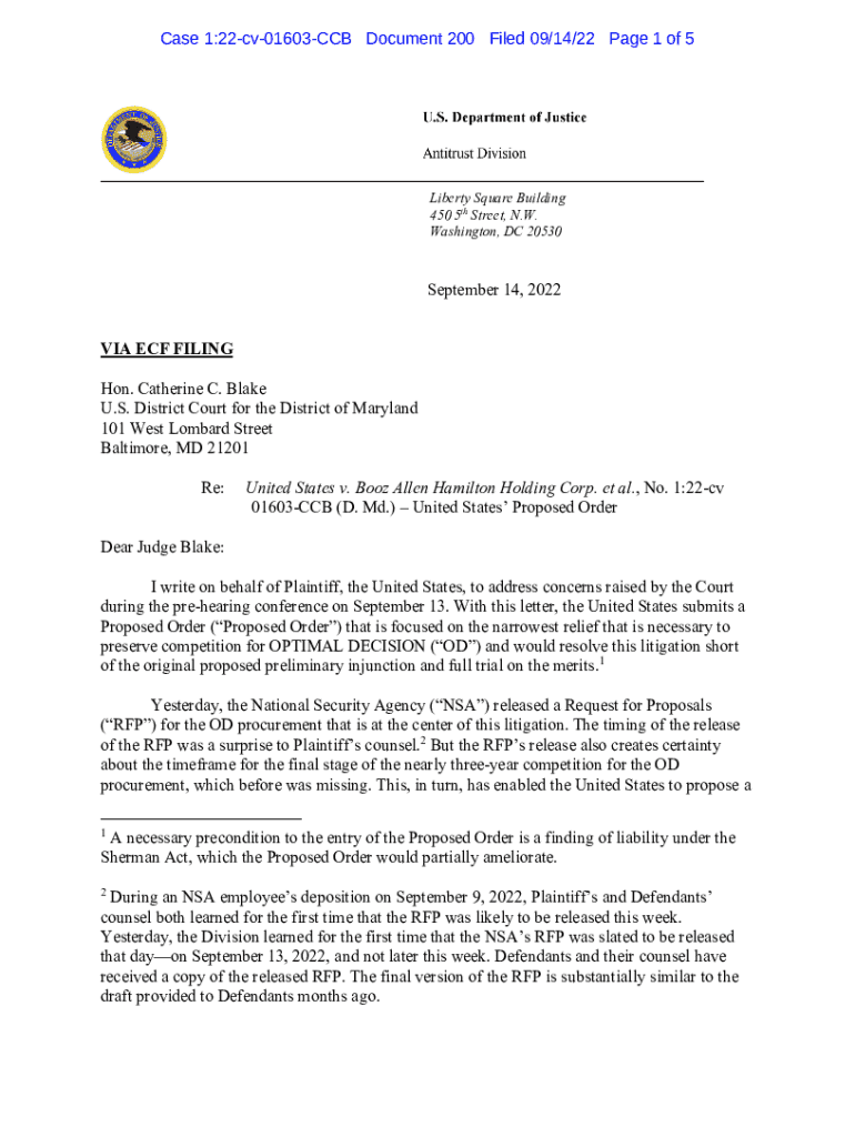 Fillable Online Fillable Online Proposed Order Cover Letter to Judge ...