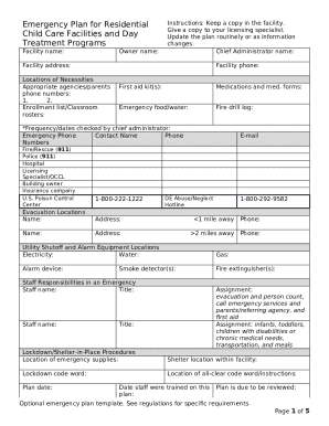 Sample Fire Safety Plan Child Care Facilities Doc Template | pdfFiller
