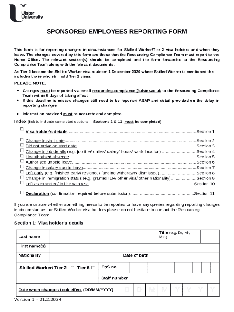 Sponsored employees reporting Doc Template | pdfFiller