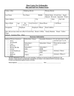 Fillable Online Slip and Fall New Patient Form Fax Email Print - pdfFiller