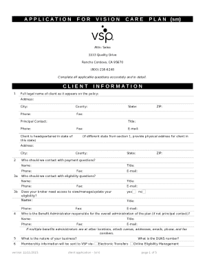 Application for Vision Care Plan Doc Template | pdfFiller