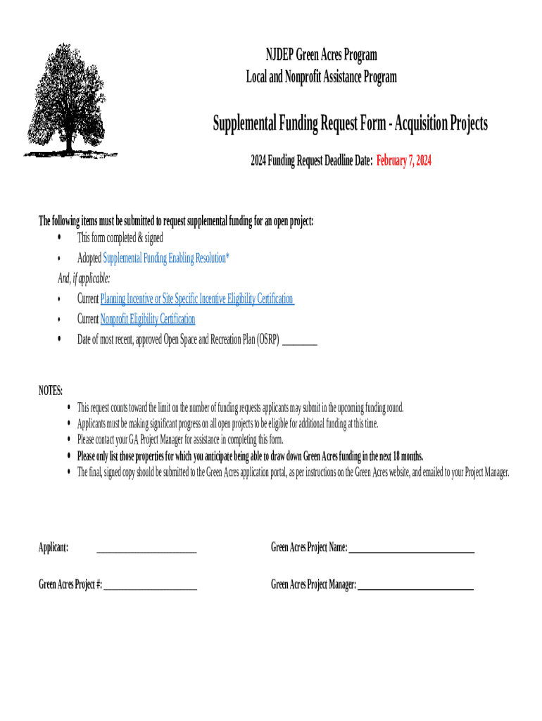 Supplemental Funding Request - Acquisition Projects Doc Template | pdfFiller