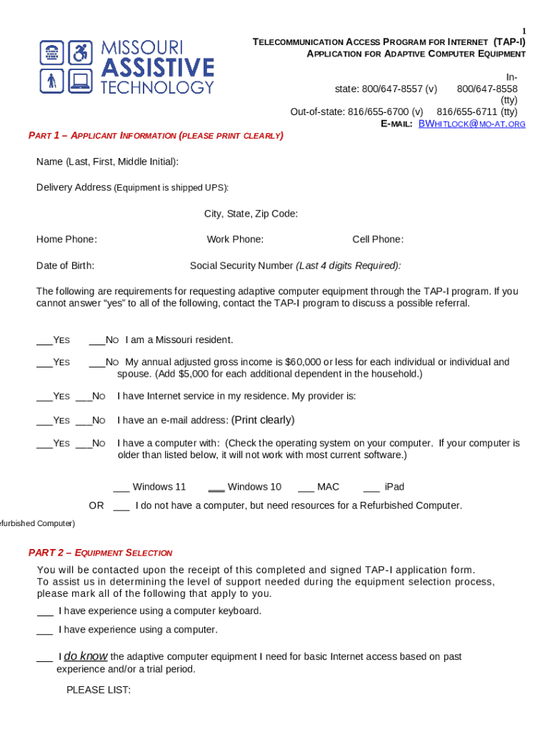 Application for Adaptive Computer Equipment - at mo Doc ... Doc ...