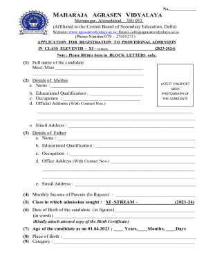 Fillable Online REGISTRATION FORM- Class XI.pdf Fax Email Print - pdfFiller