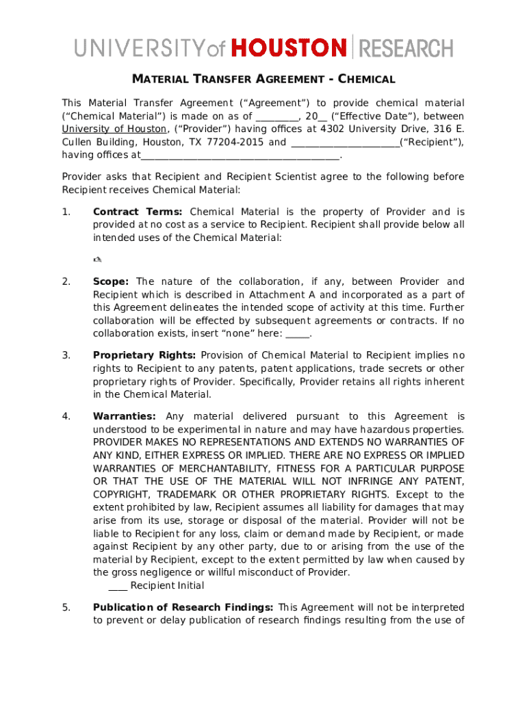 Material Transfer Agreement - Contracts & Agreements Doc Template ...