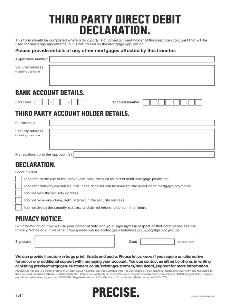 Fillable Online Third party direct debit declaration. Fax Email Print - pdfFiller
