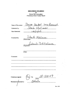 Fillable Online Fillable Online DOCUMENT VET SHEET for Karen ... Fax ...