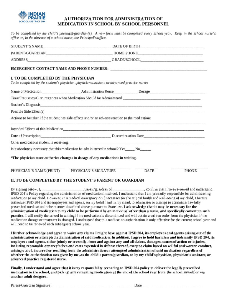 District Medication (English) Doc Template | pdfFiller