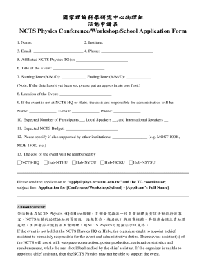 Fillable Online Application Form of NCTS Conference/Workshop/School Fax ...