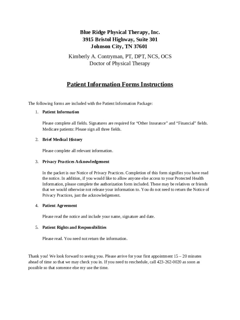 Patient Ination s Instructions Doc Template | pdfFiller