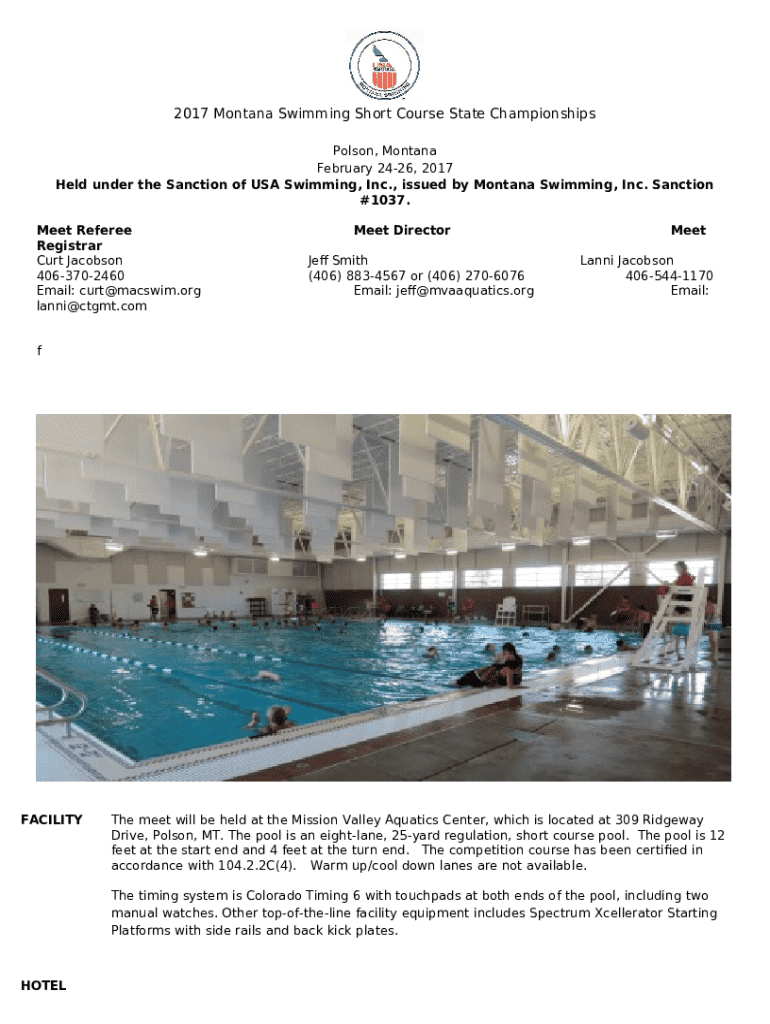 2024 Montana Swimming Short Course State Championships Doc Template | pdfFiller
