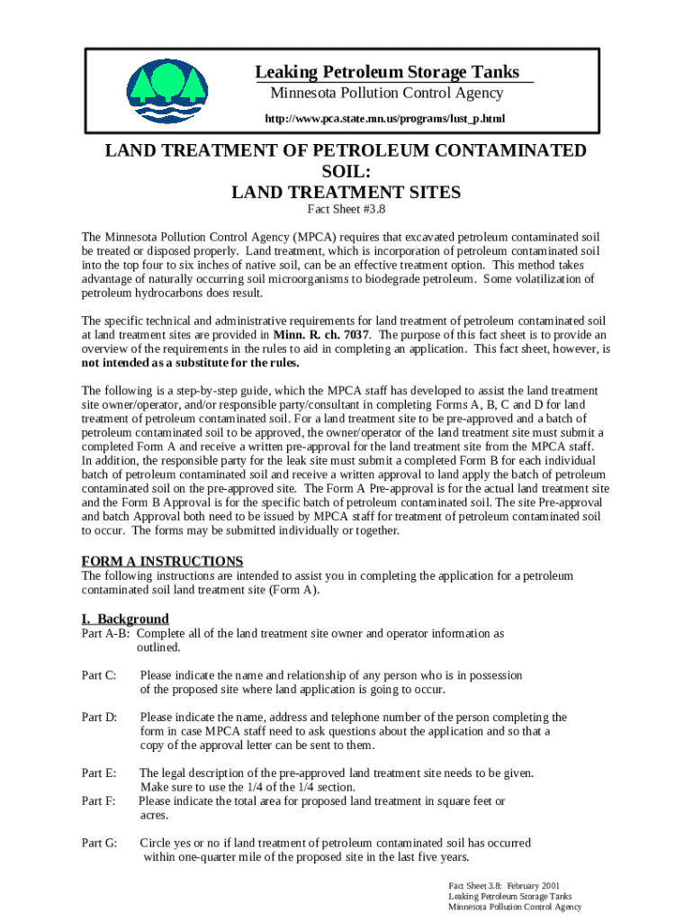 LAND TREATMENT OF PETROLEUM CONTAMINATED SOIL Doc Template | pdfFiller